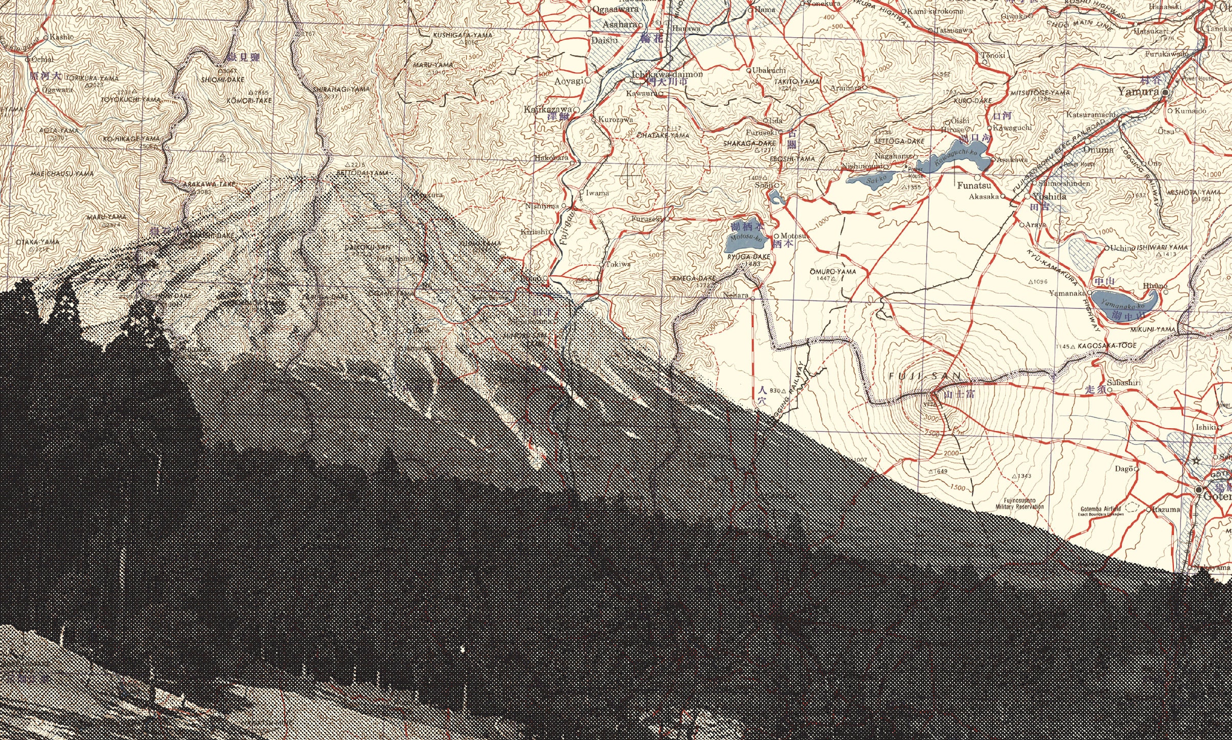 Japan | Minami Fuji Country Club Topographic Art Print | Mount Fuji ...