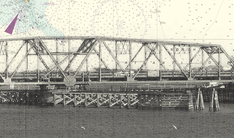 North Carolina | Surf City Swing Bridge Nautical Art Print | Wilmington ...