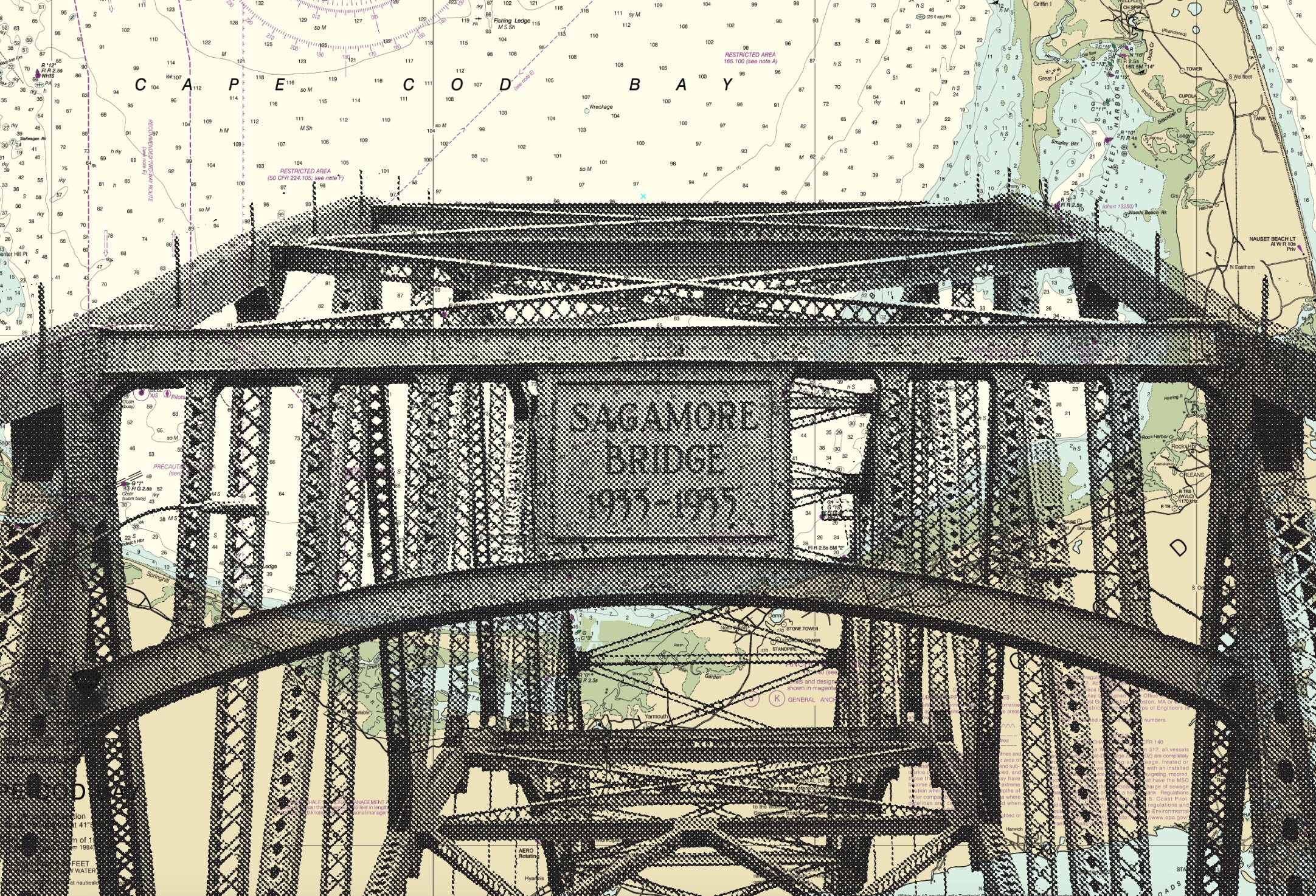 Cape Cod Sagamore Bridge Nautical Art Print Cape Cod Poster ...