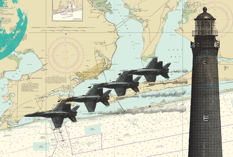 Blue Angels Pensacola Lighthouse Art Print Blue Angels Poster Pensacola ...