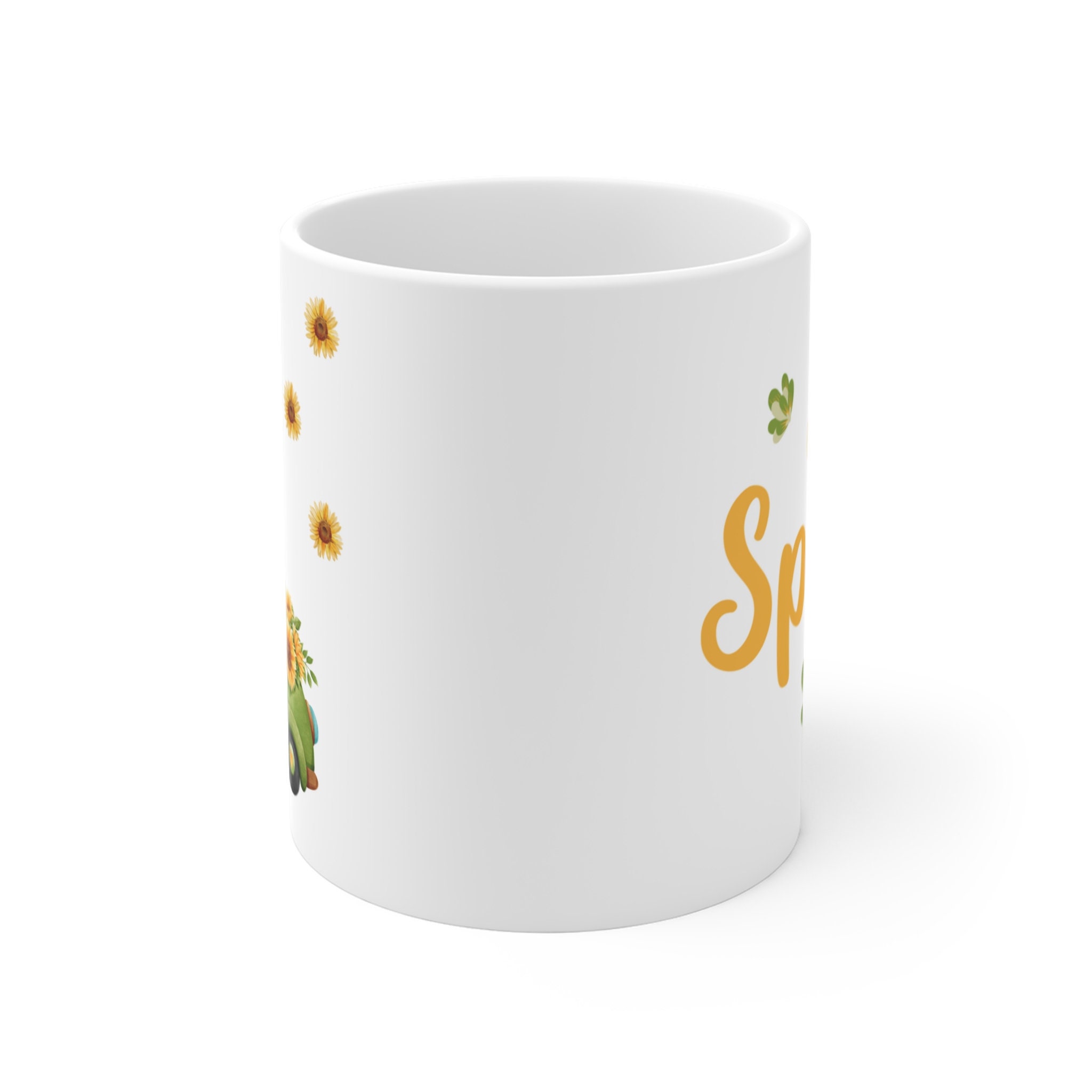 Hello Spring Mug, Sunflowers Mug, Cute Green Car Mug, Spring Lovers Mug ...