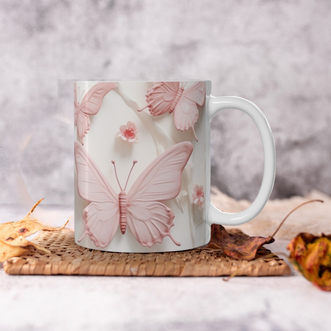 Realistic Butterflies Mug, Cute Butterflies Mug, Spring Mug, Coffee Mug ...