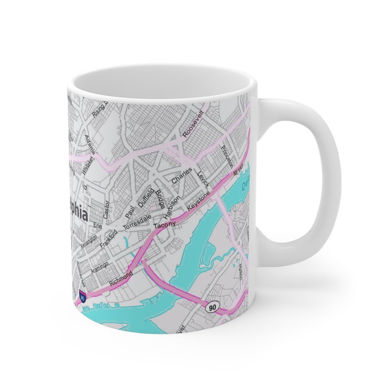 Philadelphia Map Coffee Mug, Maps, Philly Lover, Travel Gift, Gift for ...
