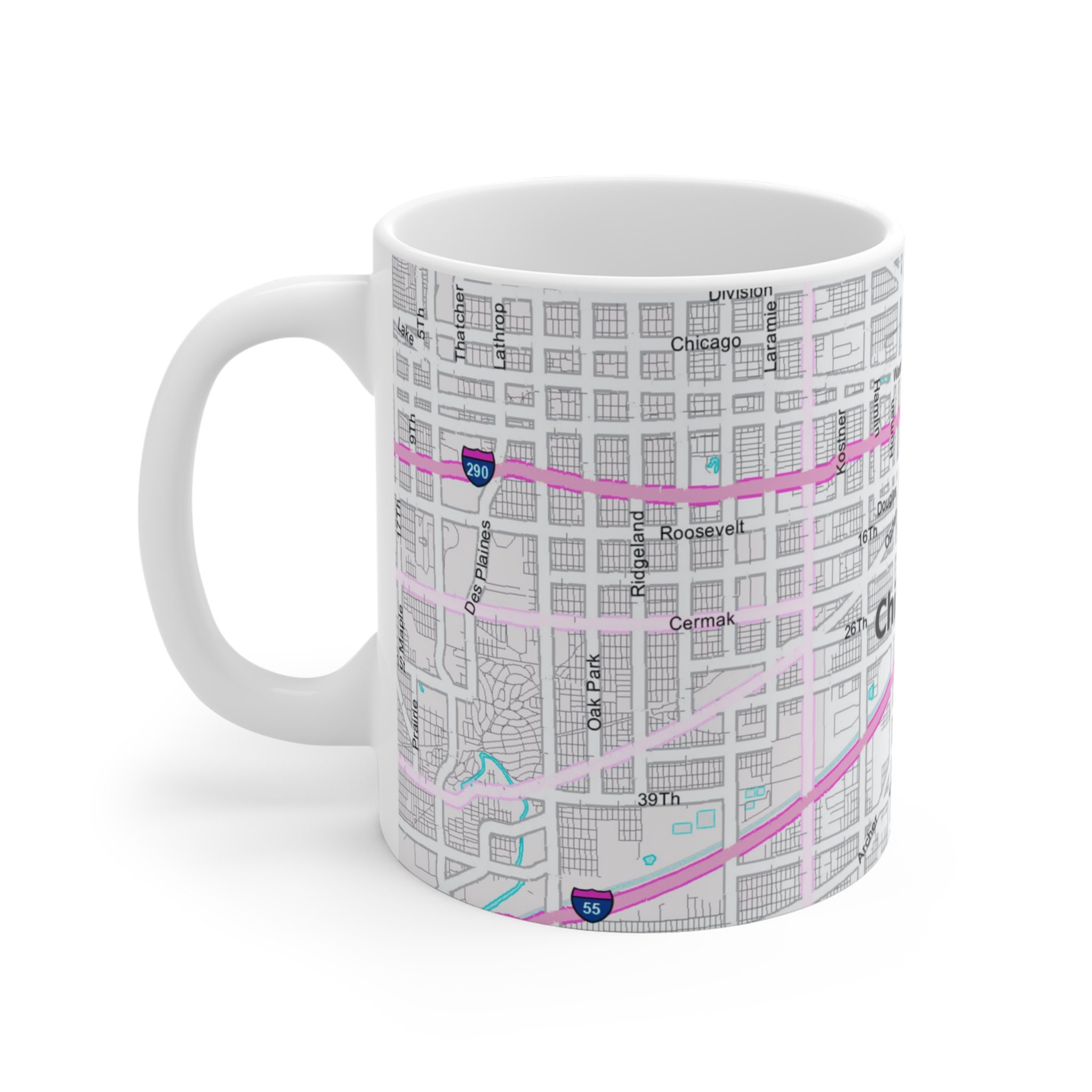 Chicago Map Coffee Mug, Maps, Chicago Lover, Travel Gift, Gift for a ...