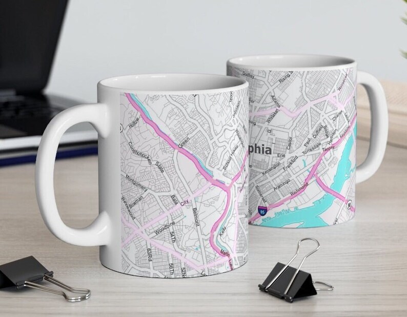 Philadelphia Map Coffee Mug, Maps, Philly Lover, Travel Gift, Gift for ...