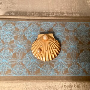 Clam Sea Shell With Pearls and Crystal Golden Vintage Capri French ...