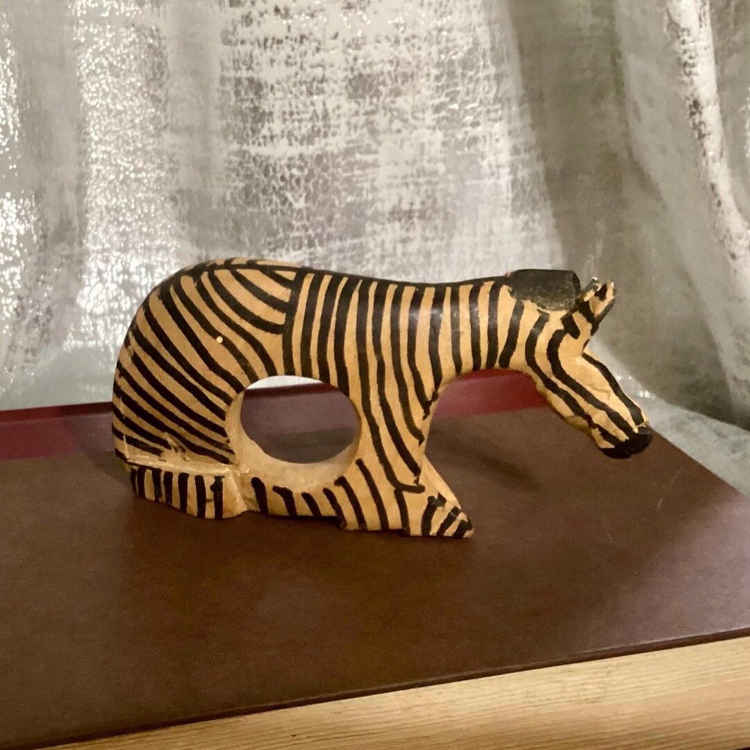 Wooden Carved Zebra Horse African Safari Animal Statue Napkin Ring ...