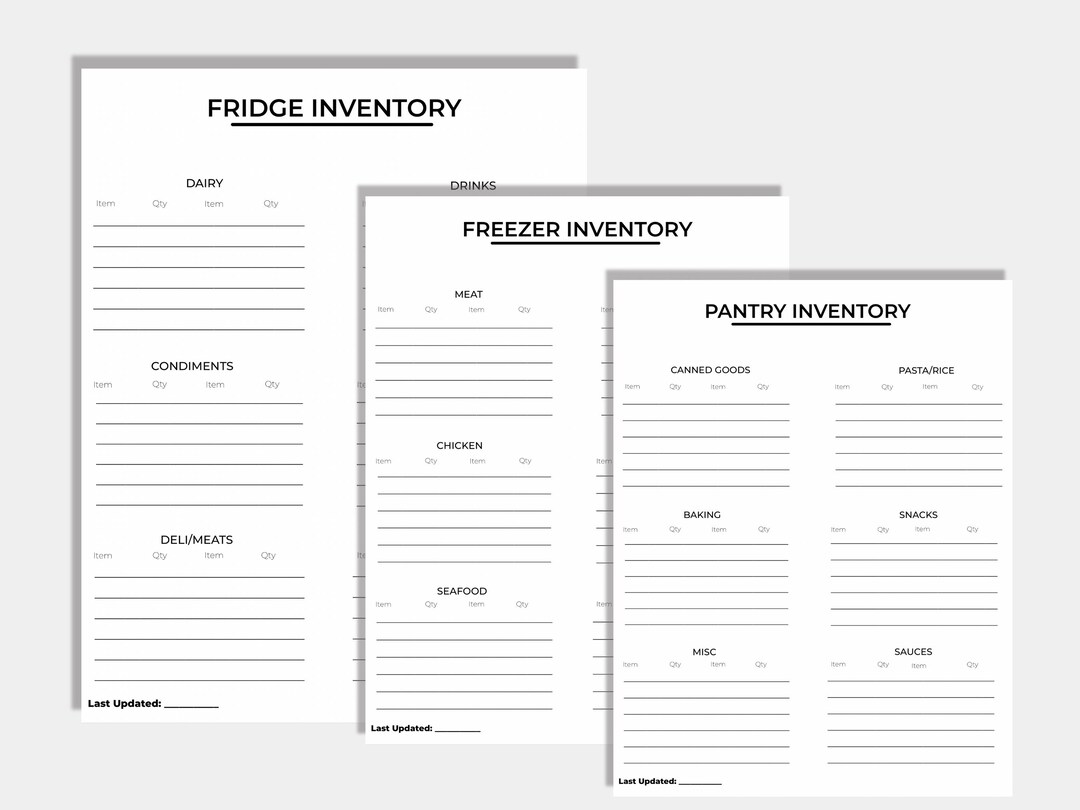 Kitchen Inventory Printable Bundle | Fridge Freezer Pantry Tracker ...