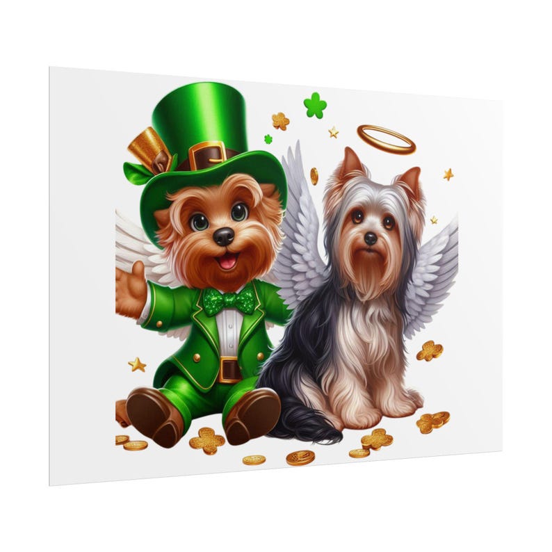 Rolled Posters, Leprechaun Angels Dogs Print, St. Patrick's Day Wall ...