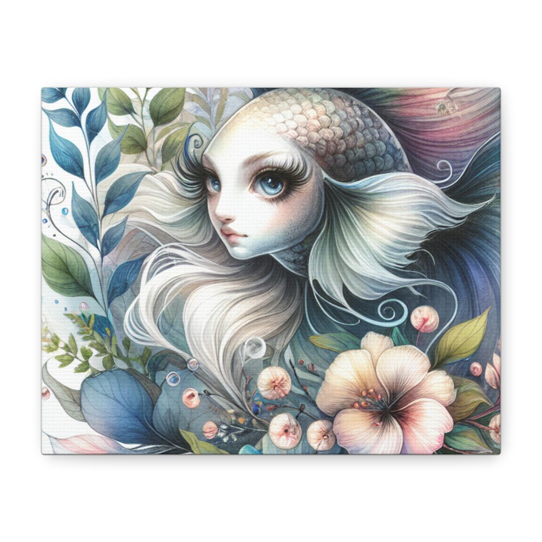 Canvas Print, Watercolor Fish Eyelashes, Wall Art Decor, Home Office ...