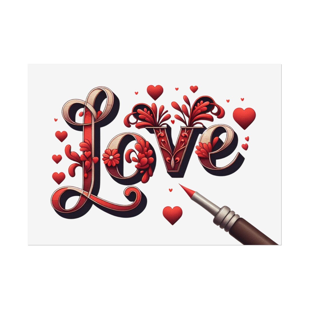 Rolled Posters Love Hearts Ink Pen Valentine's - Etsy