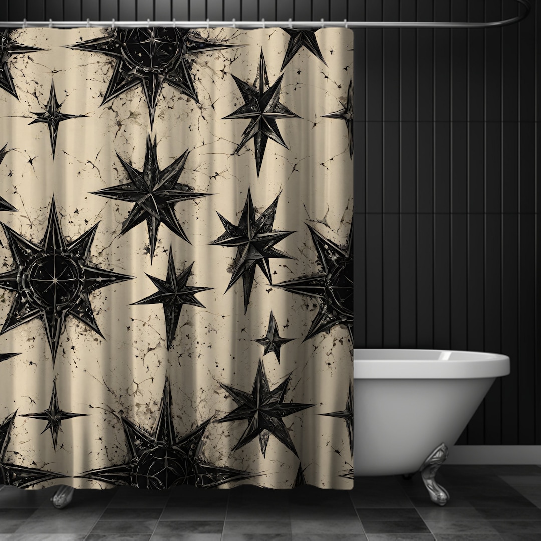 Whimsical Witch Star Shower Curtain: Gothic Celestial Bathroom Decor - Etsy