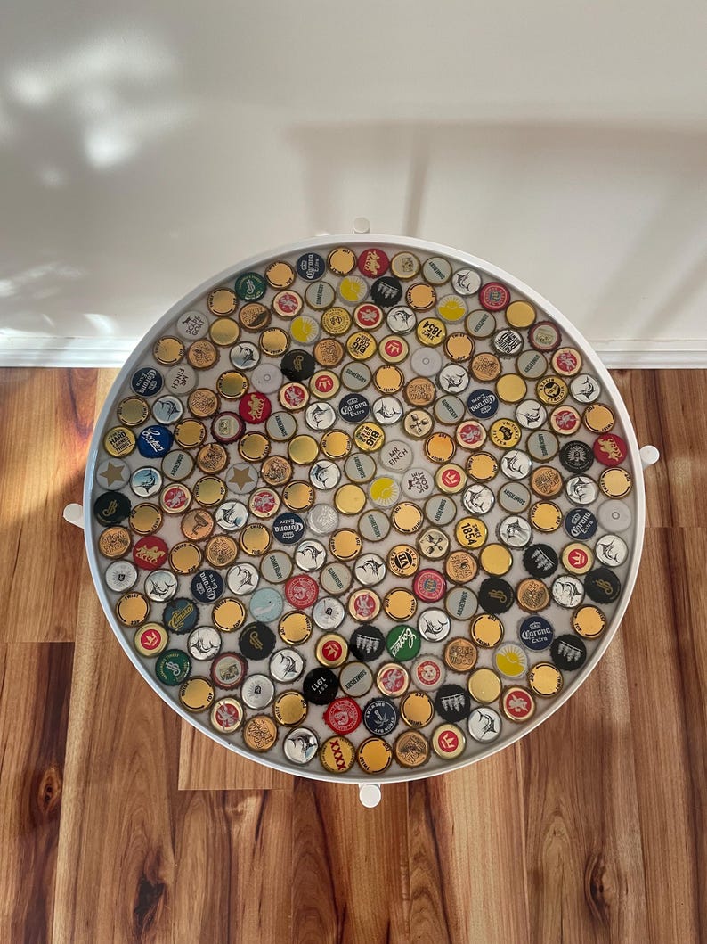 Custom Resin Beer Bottle Cap Table - Etsy
