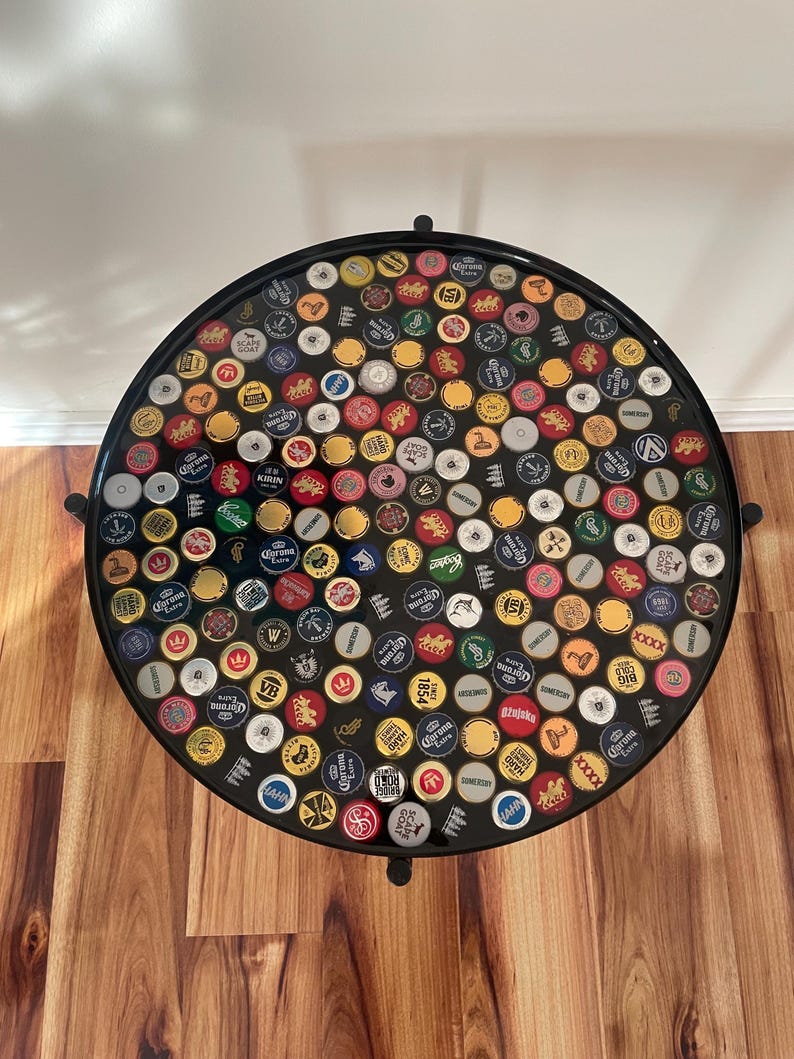 Custom Resin Beer Bottle Cap Table - Etsy