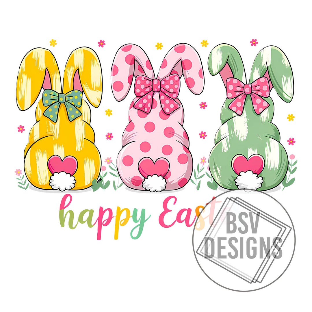 Easter Bunny Trio Dtf Transfer Iron-on Heat Transfer, DTF Transfers ...