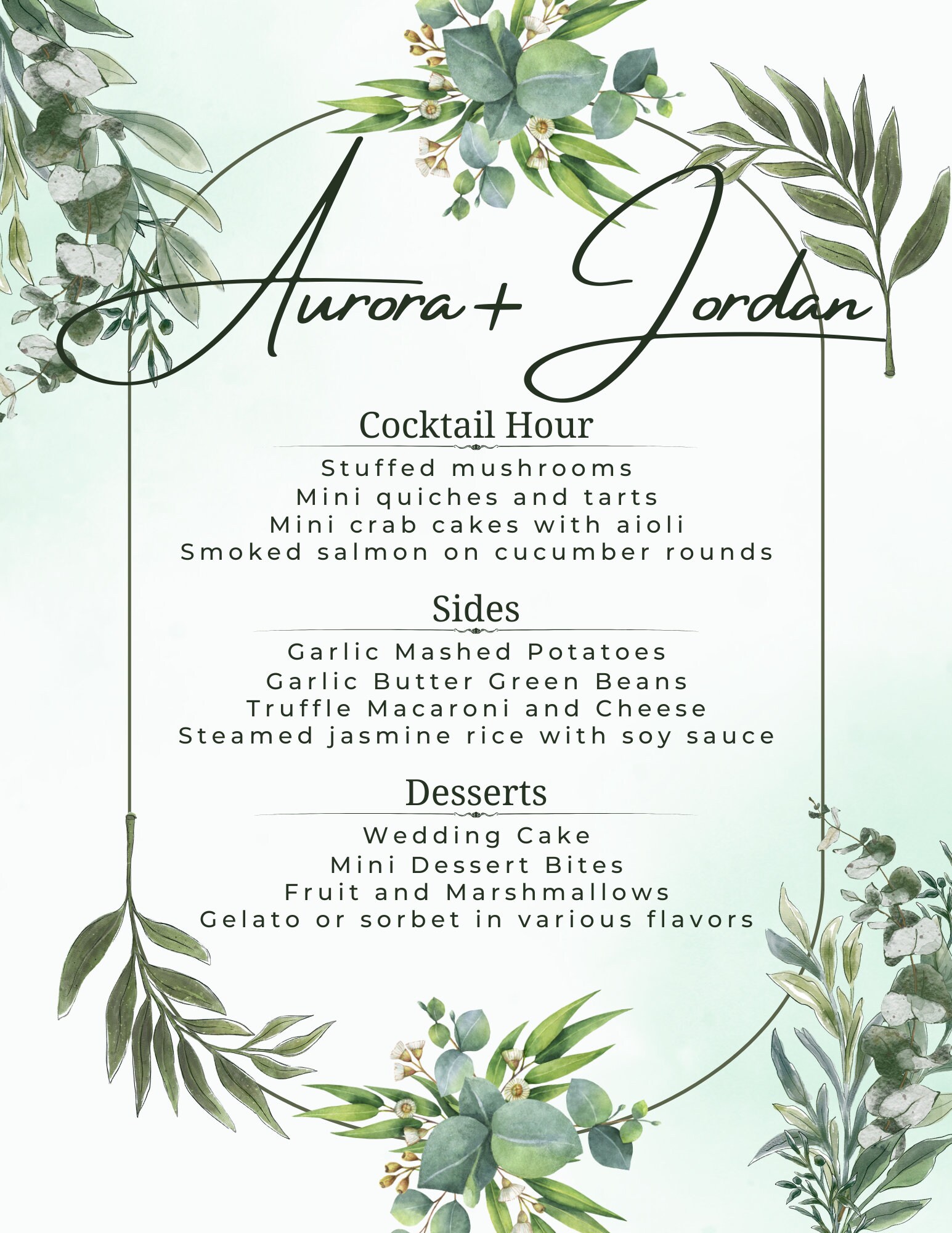 CUSTOM Wedding Cocktail Menu Bar Digital Download Bundle Elegant ...