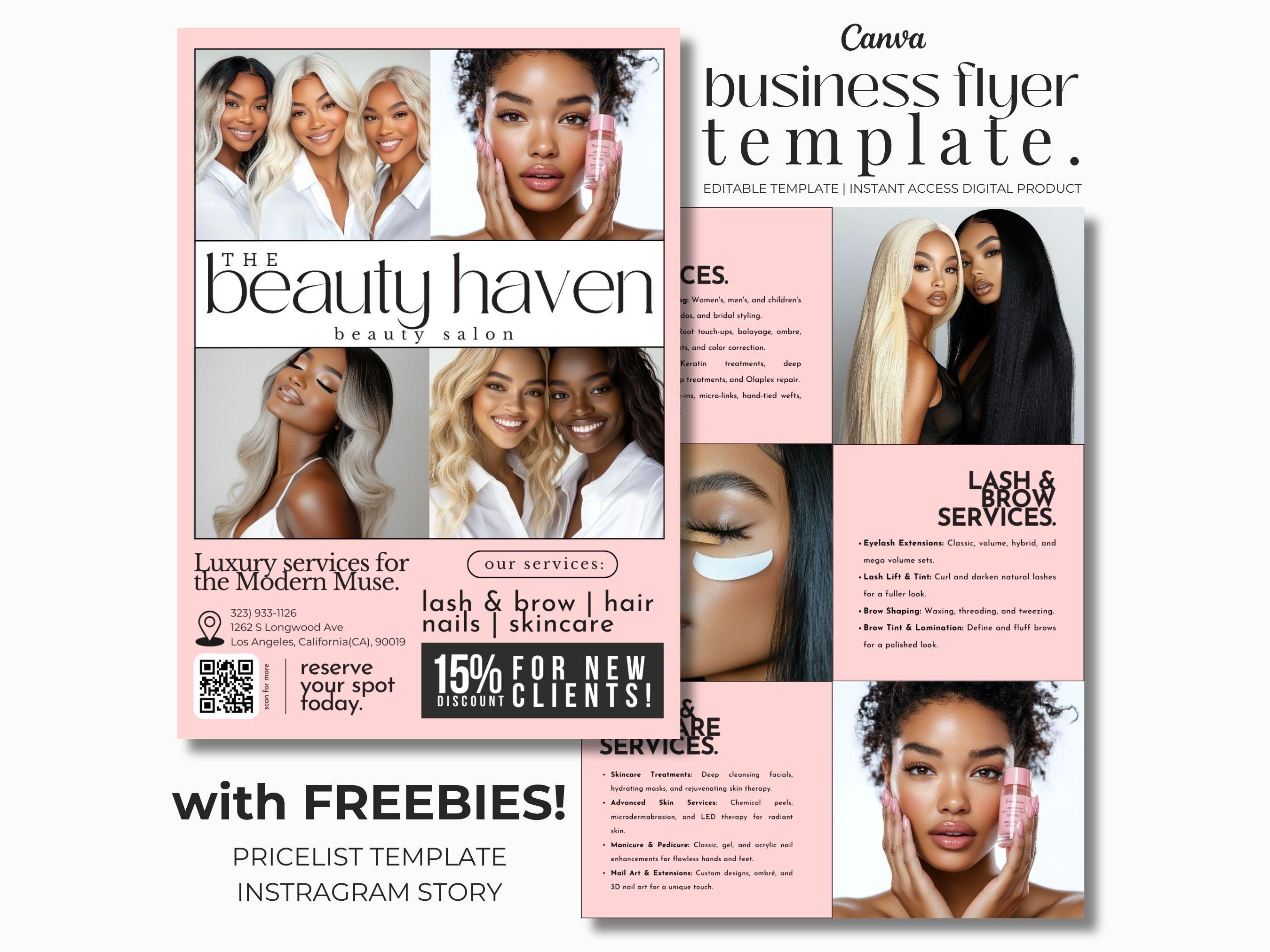 Beauty Salon Marketing Flyer Design Template Hairstylist Nail Spa ...