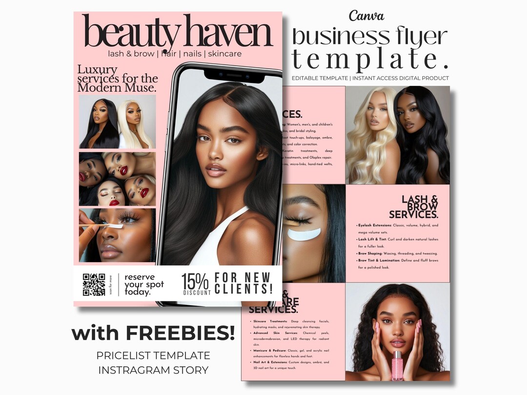 Beauty Salon Marketing Flyer Design Template for Hairstylist Nail Spa ...