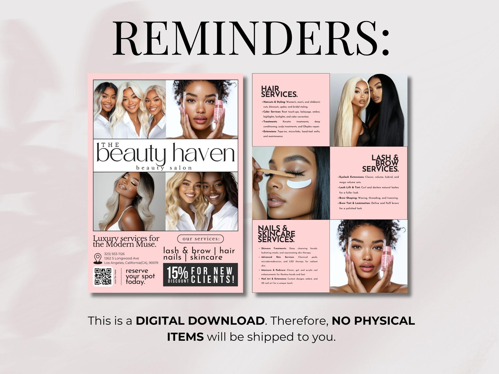 Beauty Salon Marketing Flyer Design Template Hairstylist Nail Spa ...