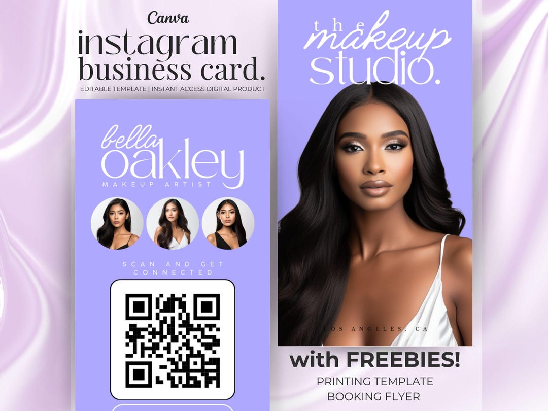 QR Code Business Card Beauty Salon Makeup Artist Canva Instagram ...