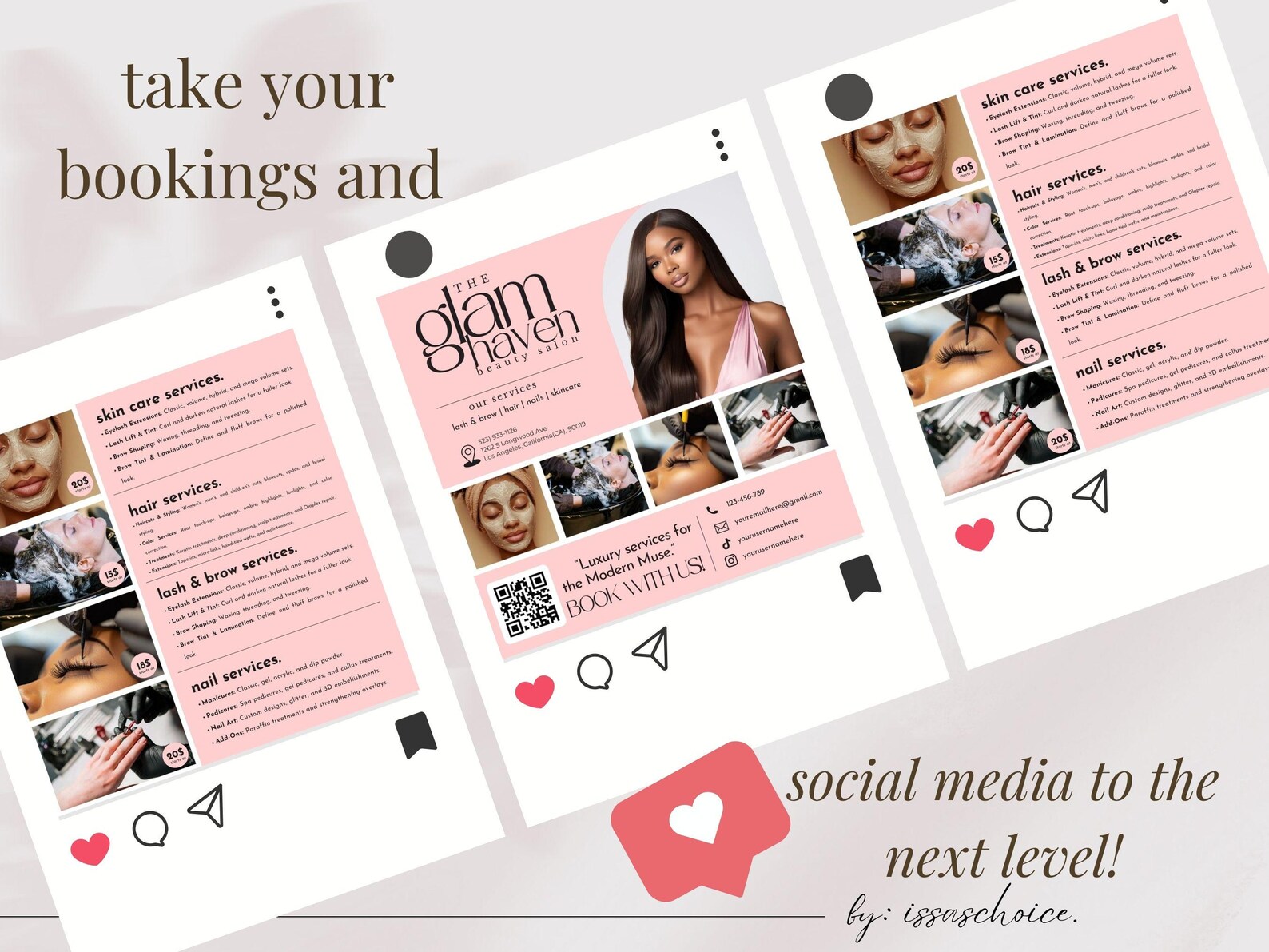 Beauty Salon Marketing Flyer Design Template for Hairstylist Nail Spa ...
