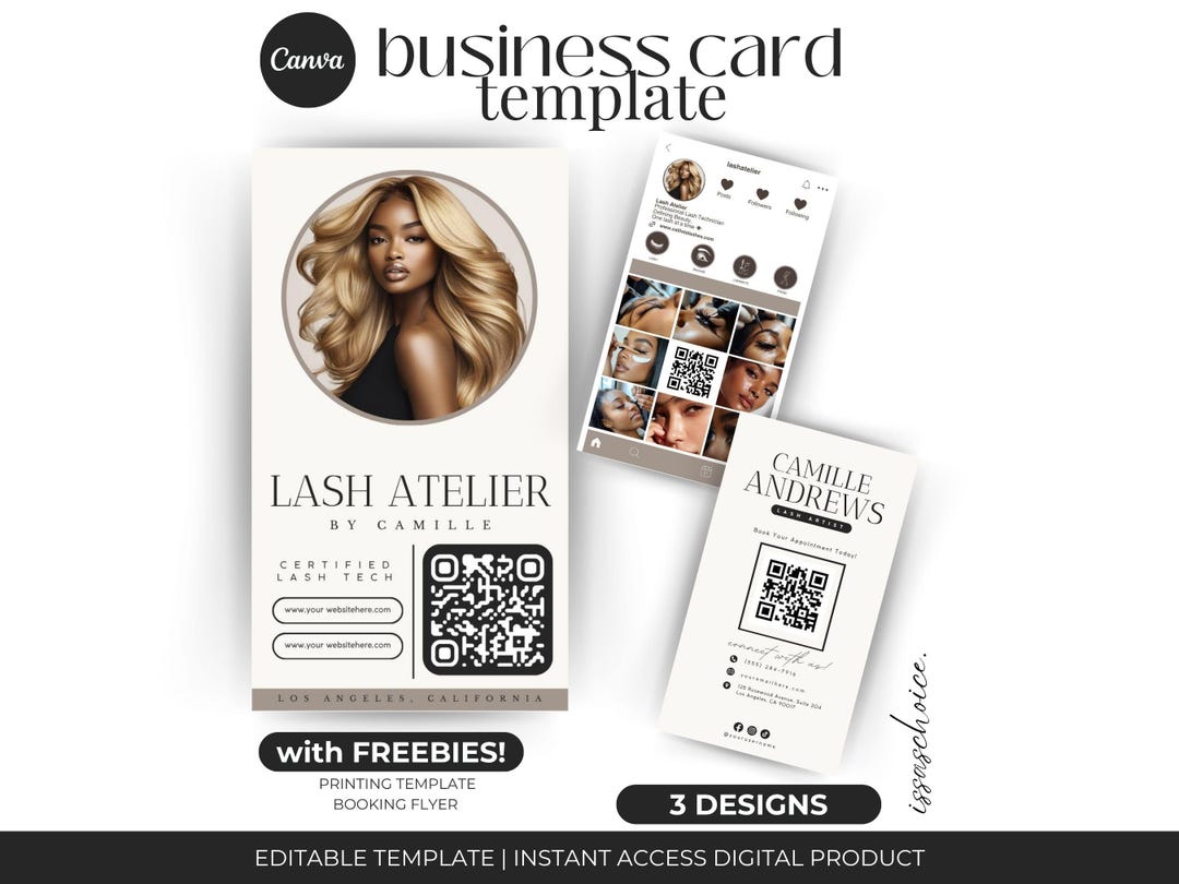 Business Card QR Code Scan to Book Lash Tech Instagram Business Card ...