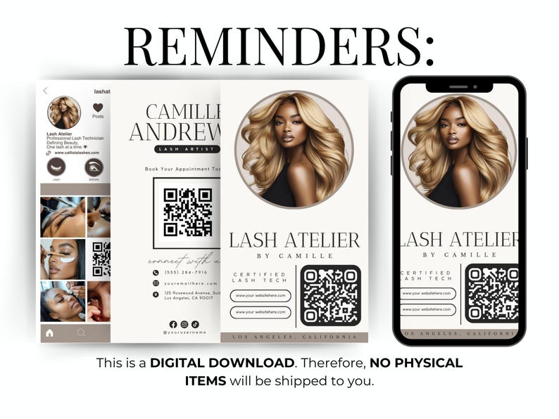 Business Card QR Code Scan to Book Lash Tech Instagram Business Card ...