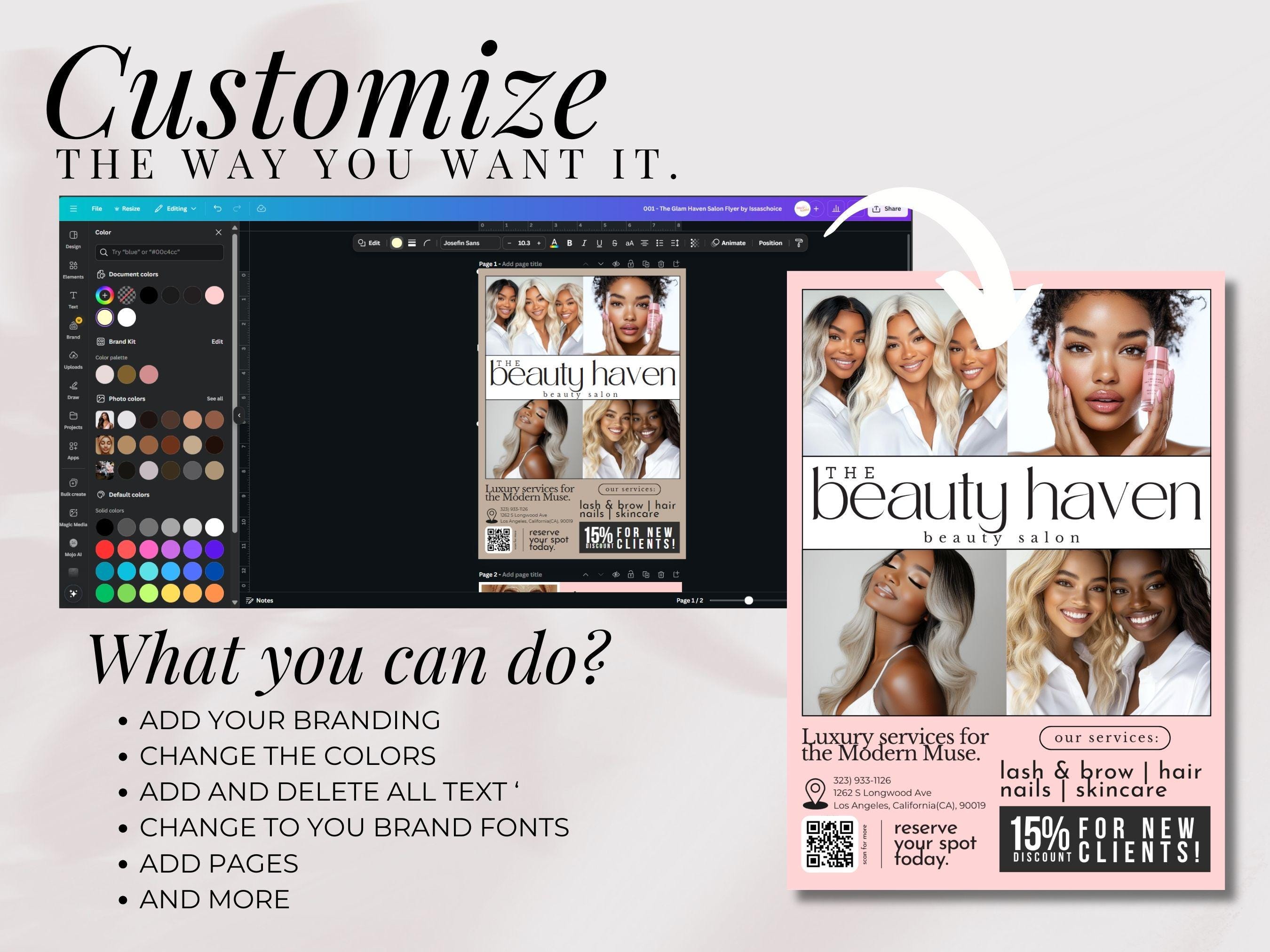 Beauty Salon Marketing Flyer Design Template Hairstylist Nail Spa ...