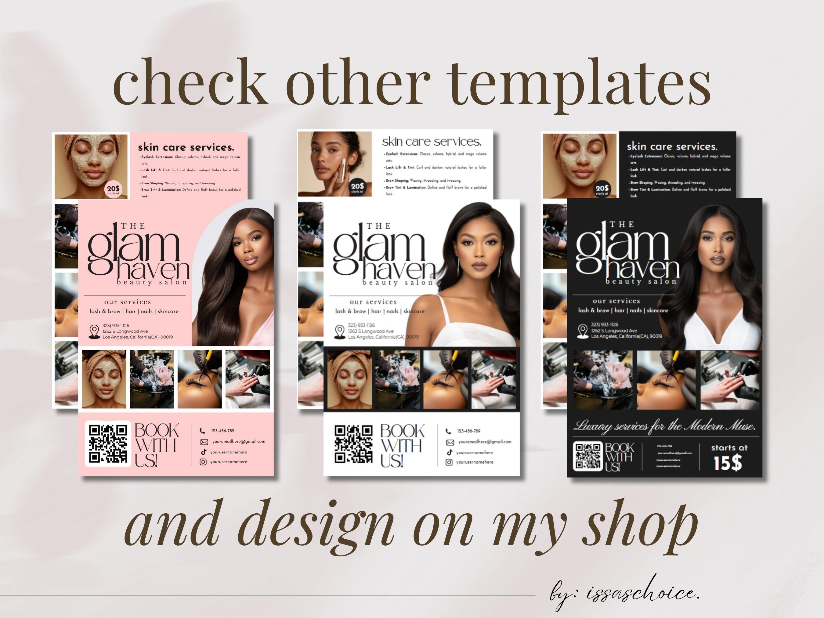 Beauty Salon Marketing Flyer Design Template for Hairstylist Nail Spa ...