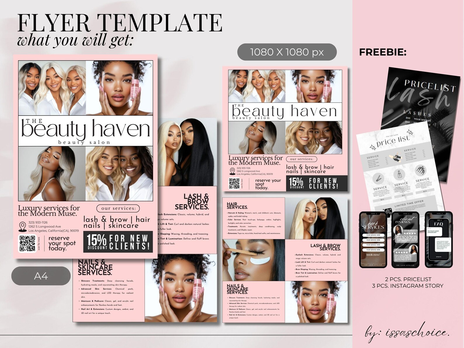 Beauty Salon Marketing Flyer Design Template Hairstylist Nail Spa ...