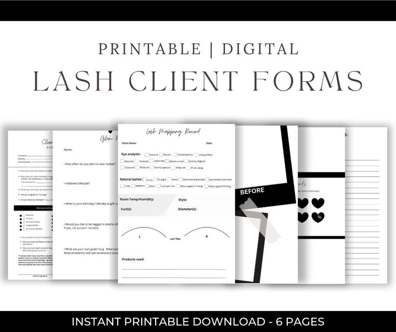 Lash Artist Client Forms | Intake, Mapping, Loyalty (digital Download ...