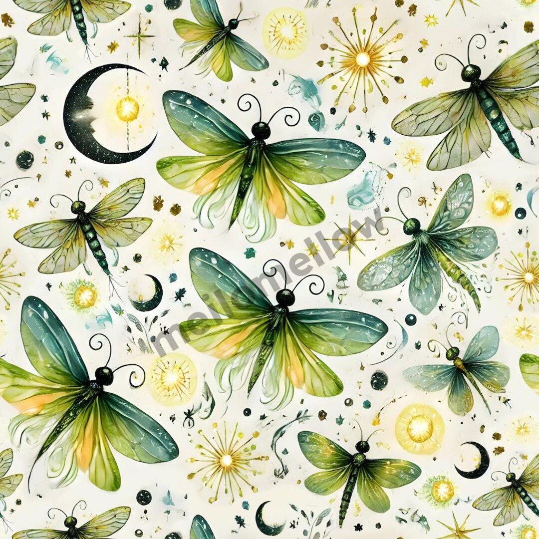 Magical Firefly Seamless Pattern | Enchanted Insect Digital Paper ...