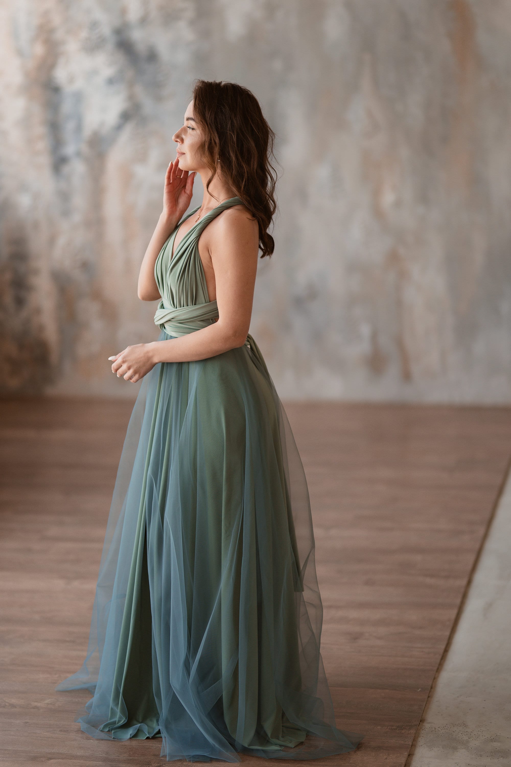 Sage Green Infinity Dress With Tulle Skirt, Sage Green Bridesmaid Dress ...