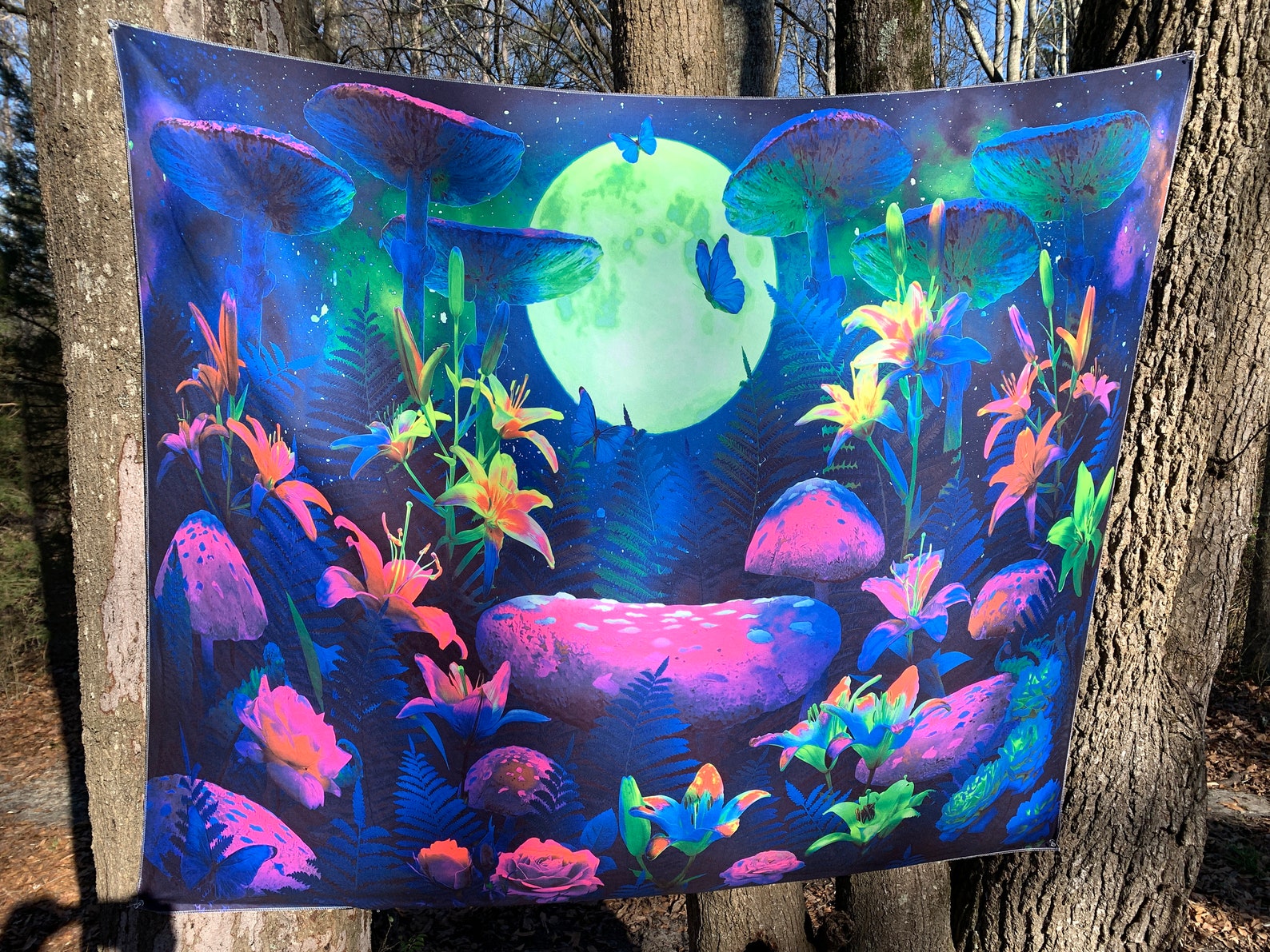 Twilight Forest - Trippy Blacklight Tapestry - Hippie Festival Gear - Etsy