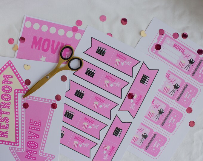 Family Movie Night, Red and Yellow, Printable for Party, Friends - Etsy ...