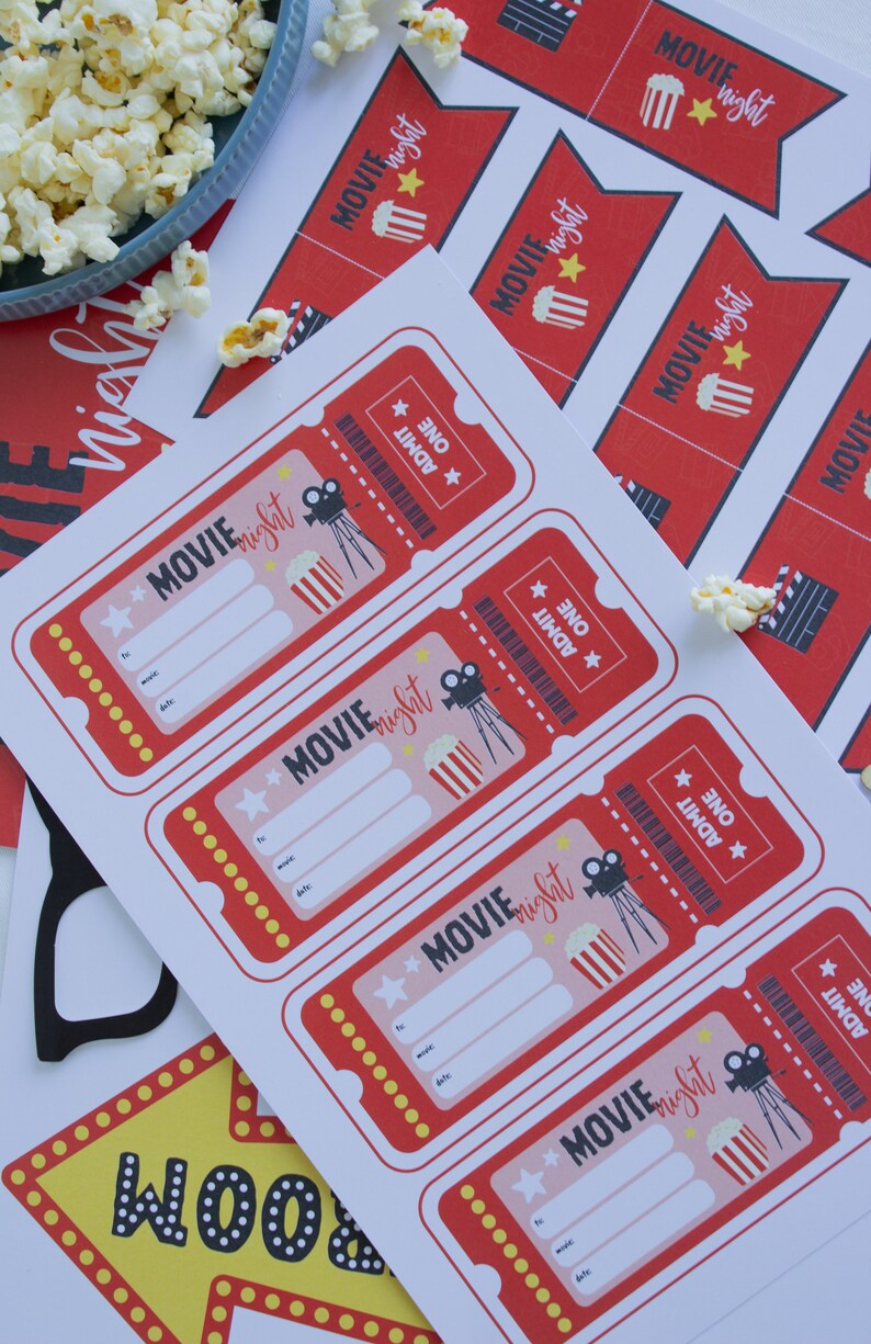 Family Movie Night, Red and Yellow, Printable for Party, Friends - Etsy ...