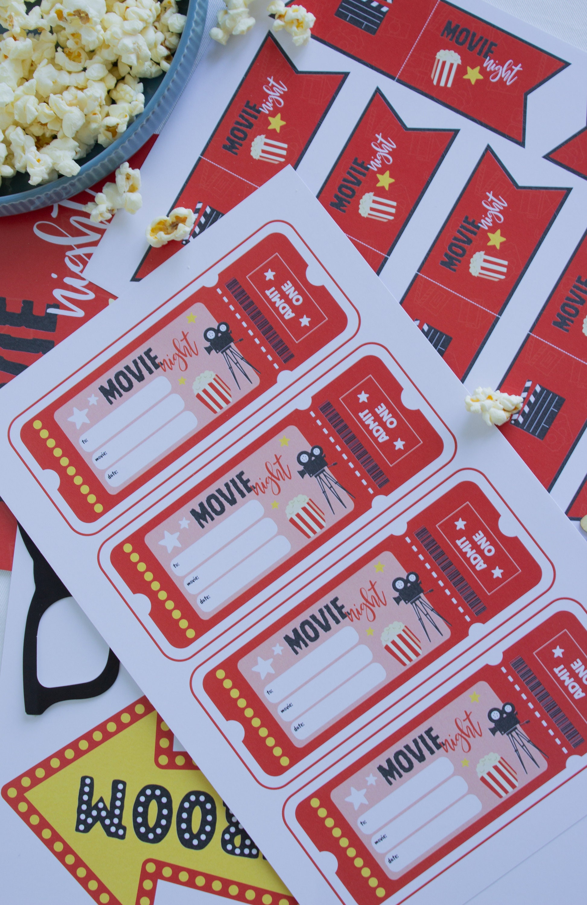 Family Movie Night, Red and Yellow, Printable for Party, Friends - Etsy ...