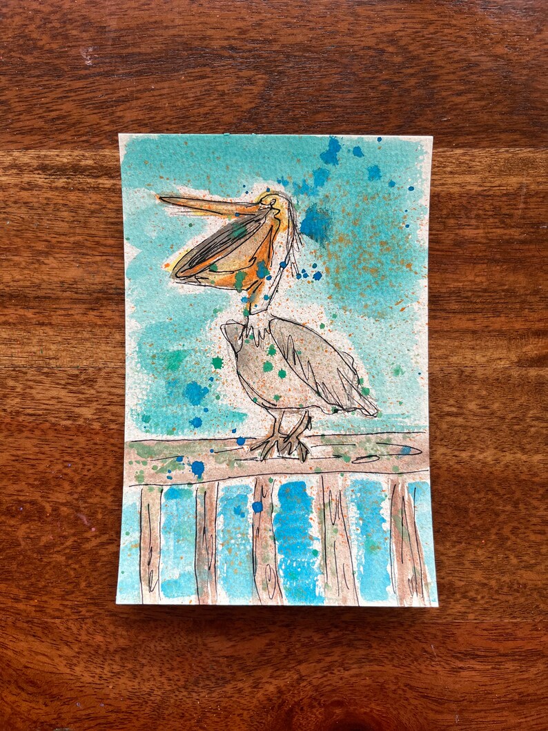 A Pelican’s World | Original Watercolor Painting | Eco-friendly Art - Etsy