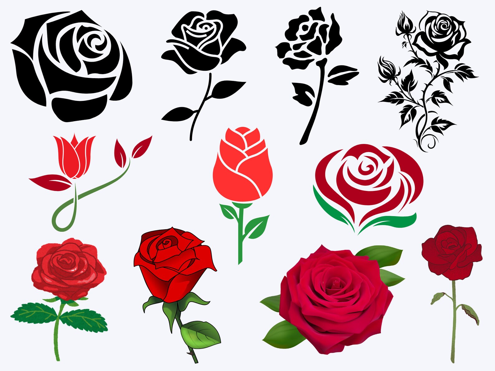 Rose Svg, Red Rose Svg, Flower Svg, Rose Vector,rose Clipart,rose ...