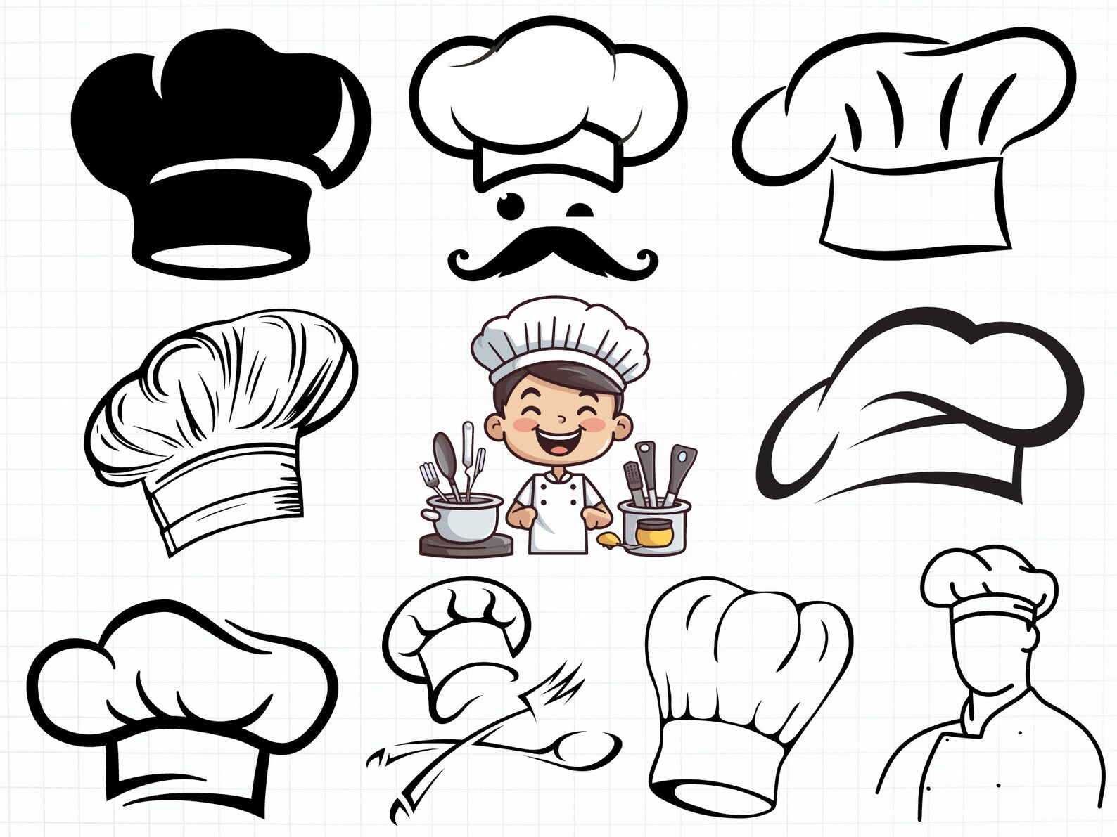 Chef Hat Svg Bundle, Chef Hat Clipart, Chef Hat Vector, Chef Hat ...