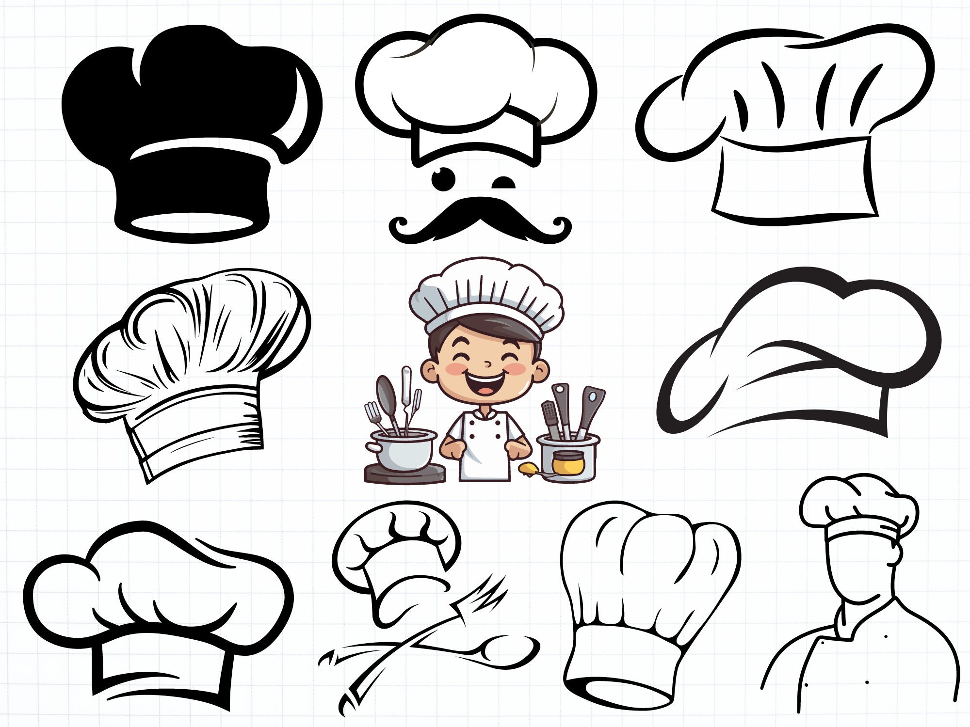 Chef Hat Svg Bundle, Chef Hat Clipart, Chef Hat Vector, Chef Hat ...
