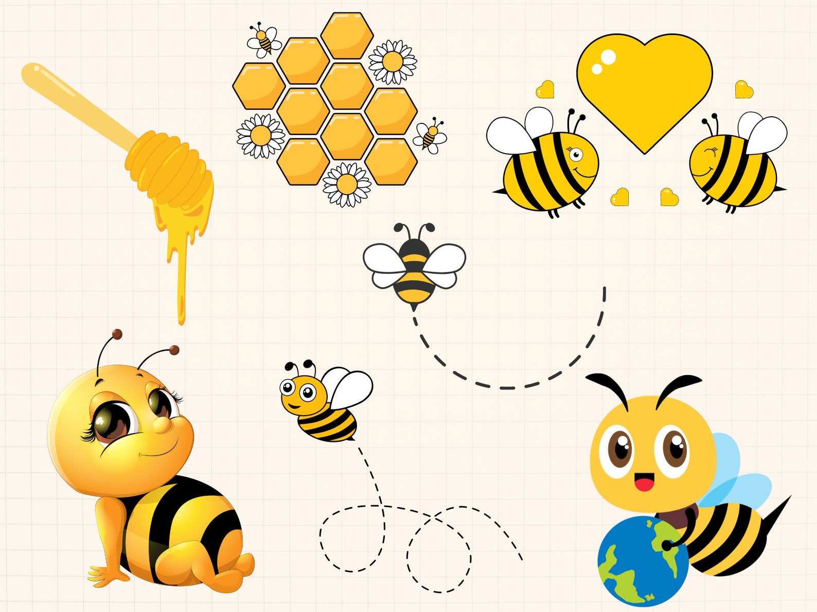 Bee Svg Png Bundle, Bee Png Bundle, Bee Cut Files, Honeycomb Svg, Bee ...