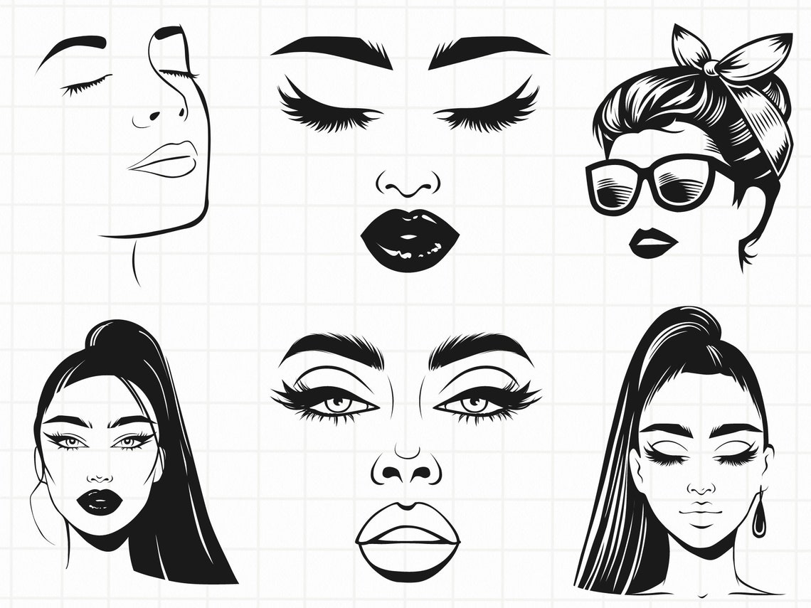 Beauty Face Svg\ Woman Beauty Human Happy Face Svg\ Glamour Lady Svg ...