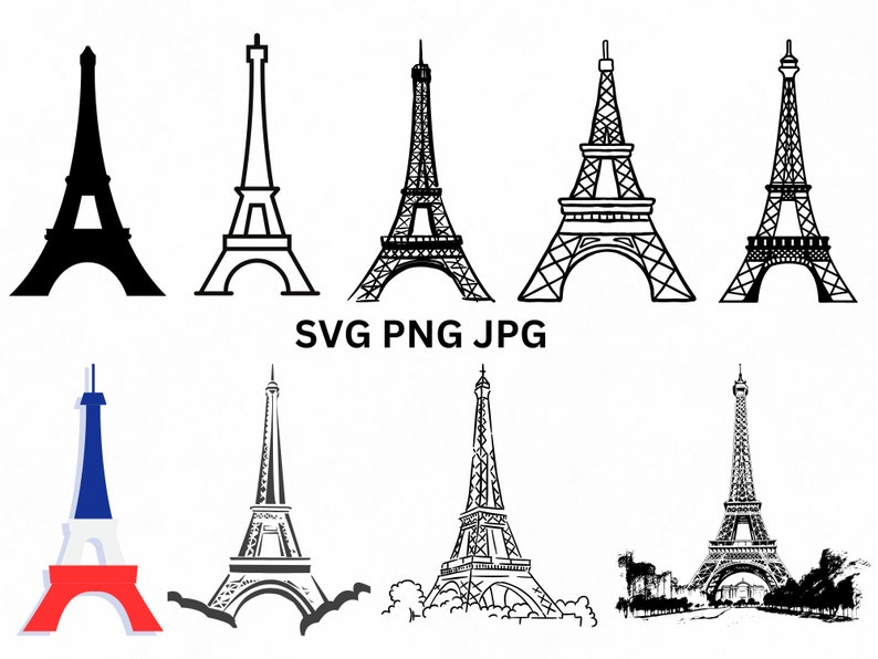 Tour Eiffel SVG, SVG de Paris, monument SVG, voyage Svg, Clipart Tour ...