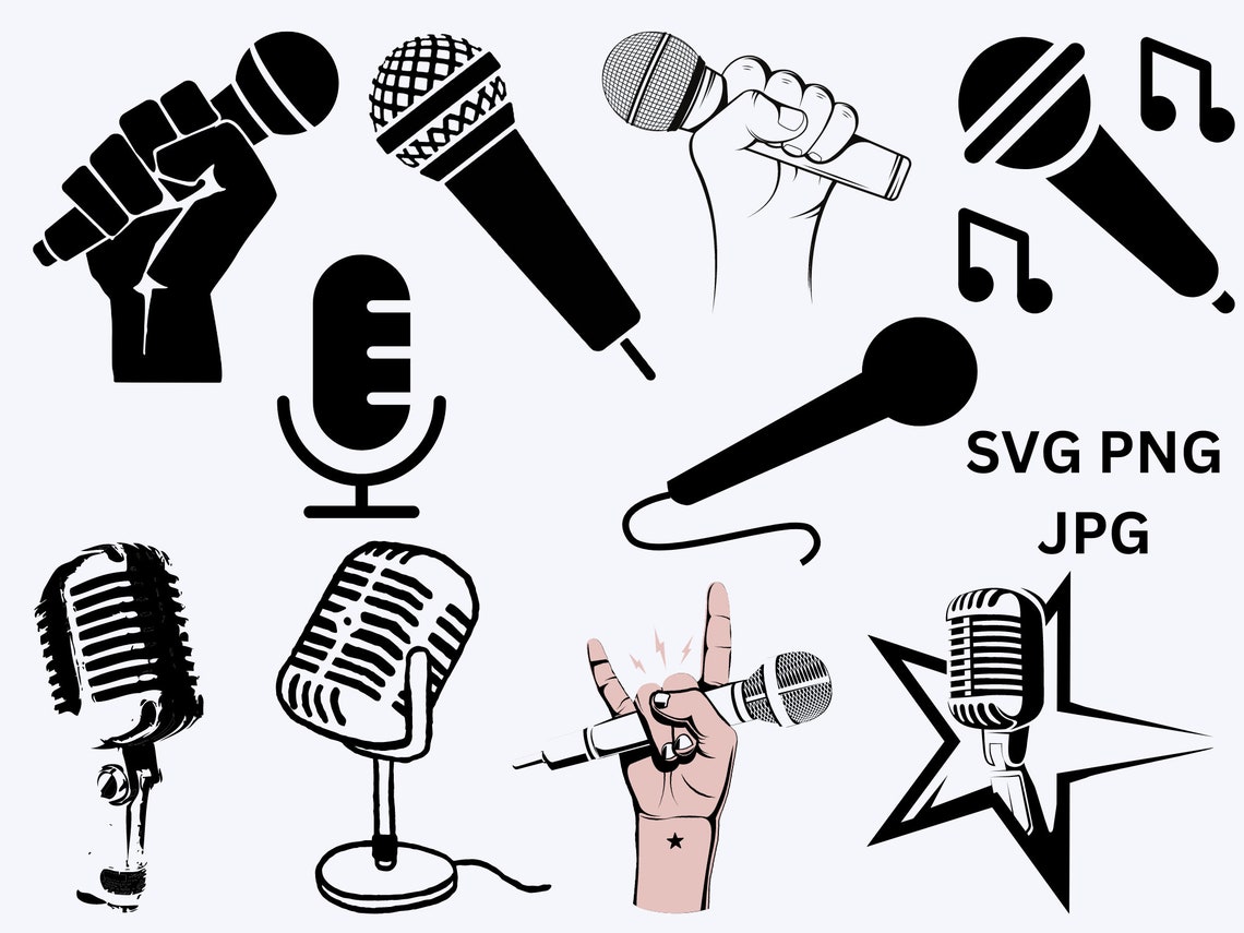 Microphone SVG, Music Svg, Microphone Clipart, Sound Svg, Mic Vector ...