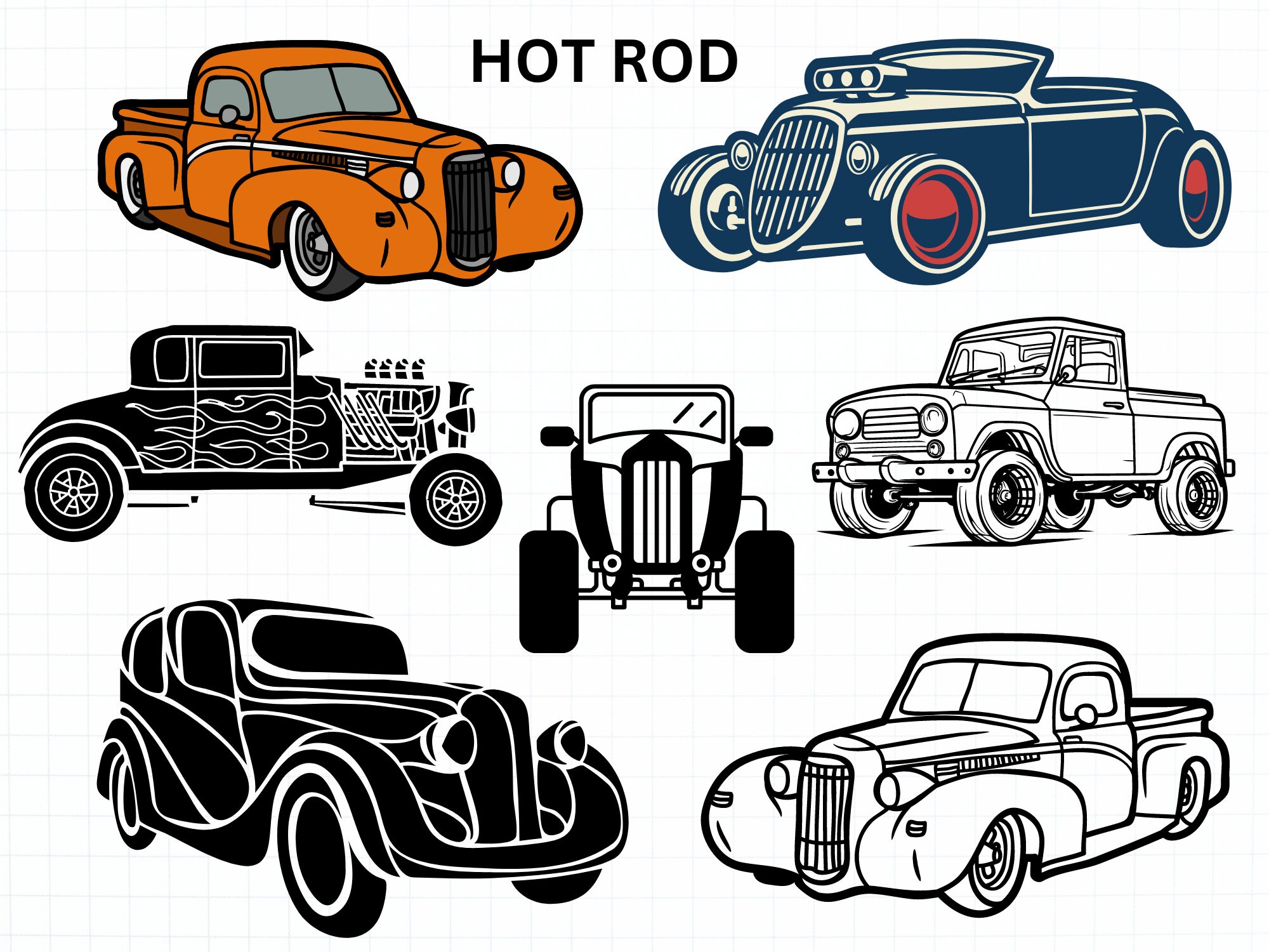 Hot Rod Svg,hot Rod PNG , Vintage Car SVG, Muscle Car Silhouette, Retro ...