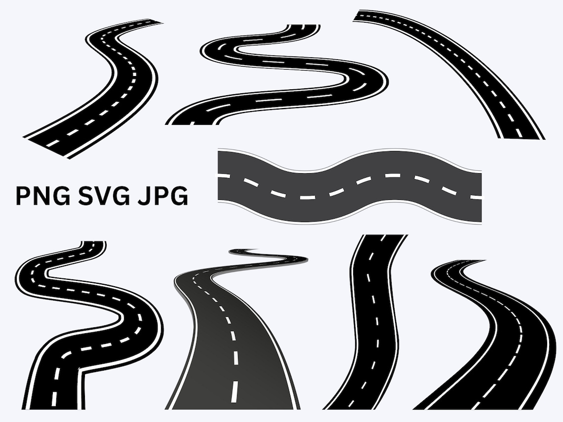 Road Svg Bundle,road Clipart, Road Cut File, Highway Svg, Road Dxf ...
