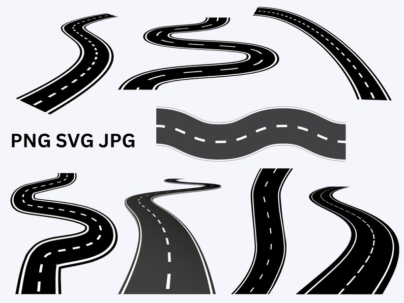 Road Svg Bundle,road Clipart, Road Cut File, Highway Svg, Road Dxf ...