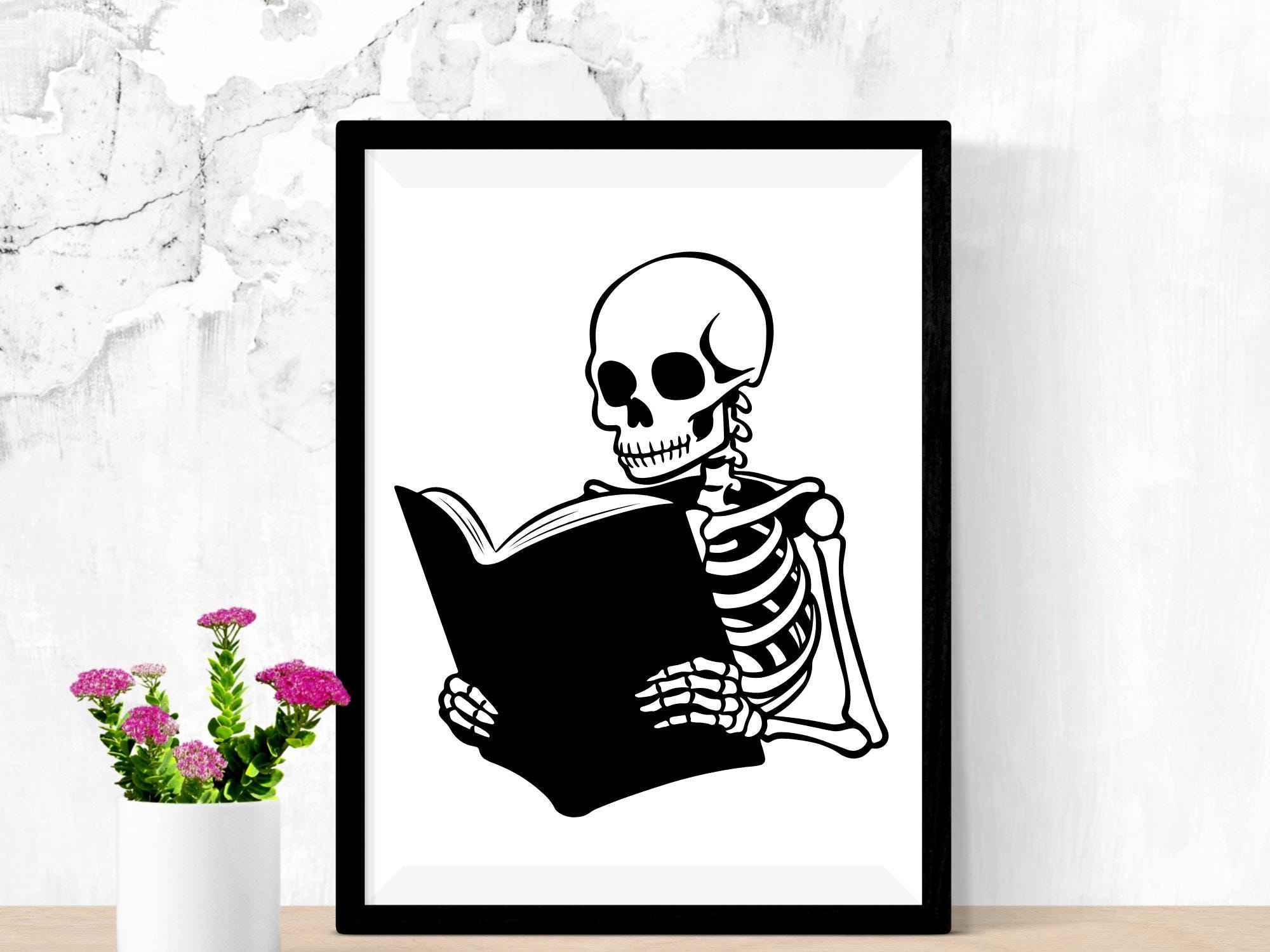 Skull and Books SVG Bundle, Skeleton Reading PNG, Books With Skull ...