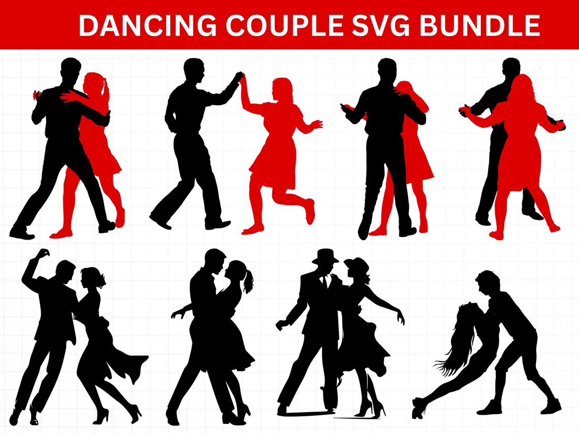 Couple Dancing Svg, Dance Svg Bundle, Couple Clipart, Dancing Couple ...
